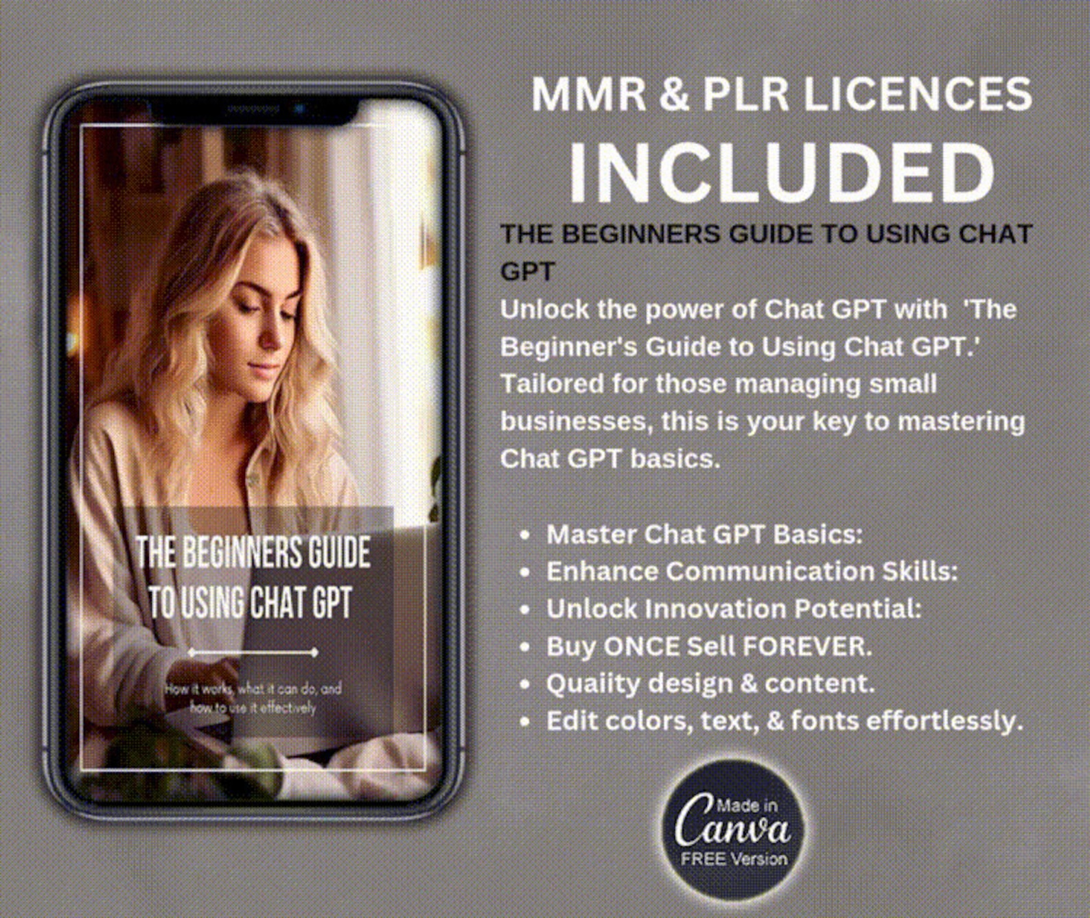 Chat GPT Beginners Guide + Canva Template + MRR - Etsy