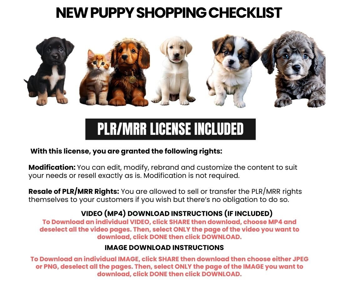 New Puppy Shopping Checklist With Master Resell Rights | Dog Shopping ...