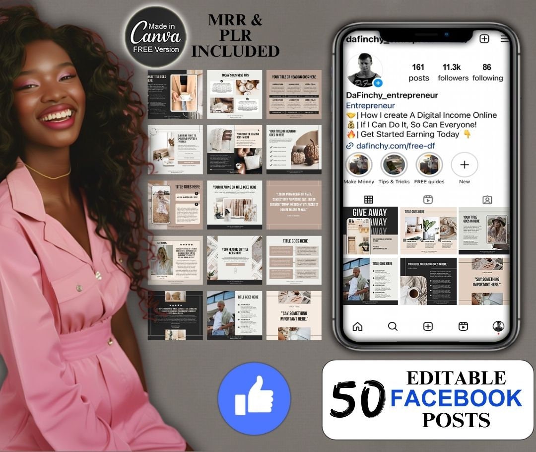 50 Facebook Editable Post Templates With Master Resell Rights | Done ...