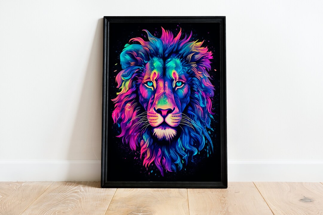 Vibrant Lion PRINTABLE ART Lion Print Download Lion Poster Wildlife ...