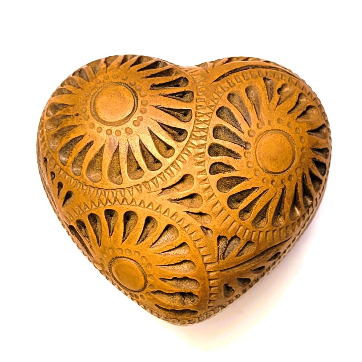 Handmade Barro Cafe / Brown Clay Heart Shaped Jewelry Box Made in ...