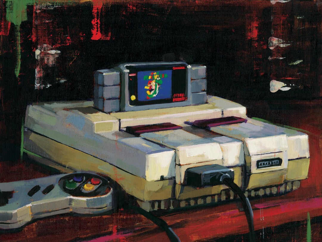 SNES 'super Mario World' Oil Painting on Birch – Handcrafted Nintendo ...