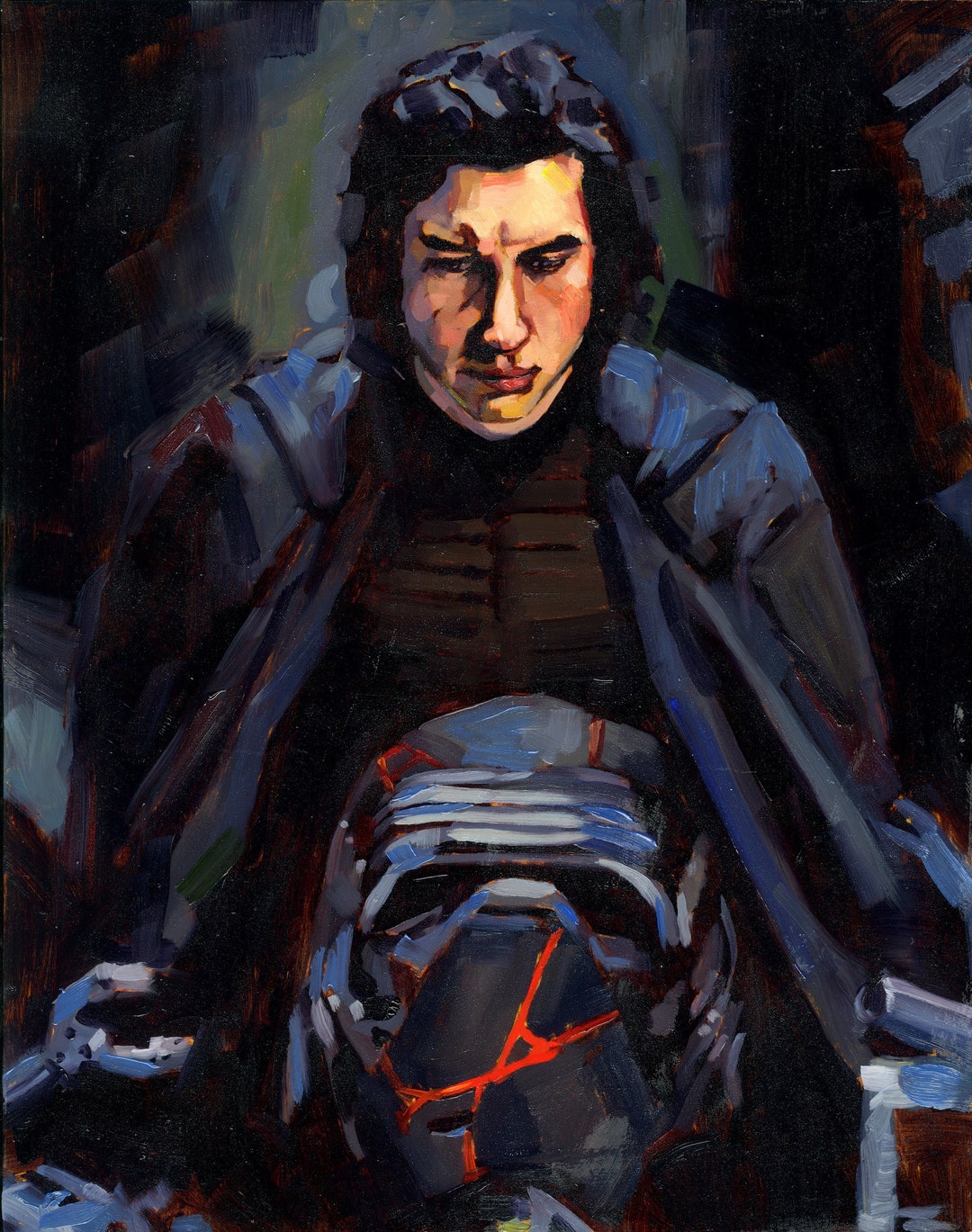 Kylo Ren Oil Painting on Birch: Handcrafted Star Wars Art (11x14) - Etsy
