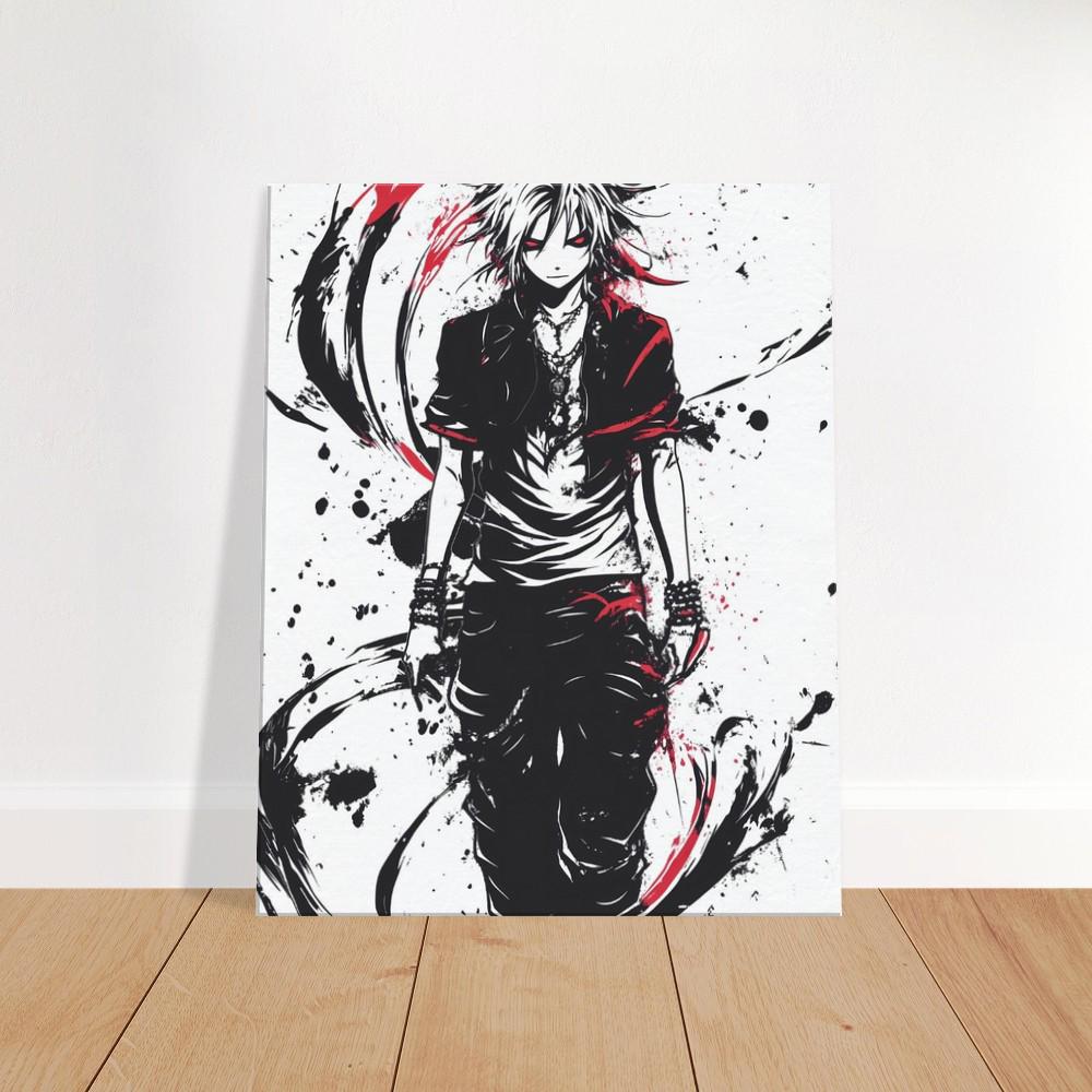 Rebel Spirit: Dynamic Anime Art Canvas - Monochrome With a Splash of ...