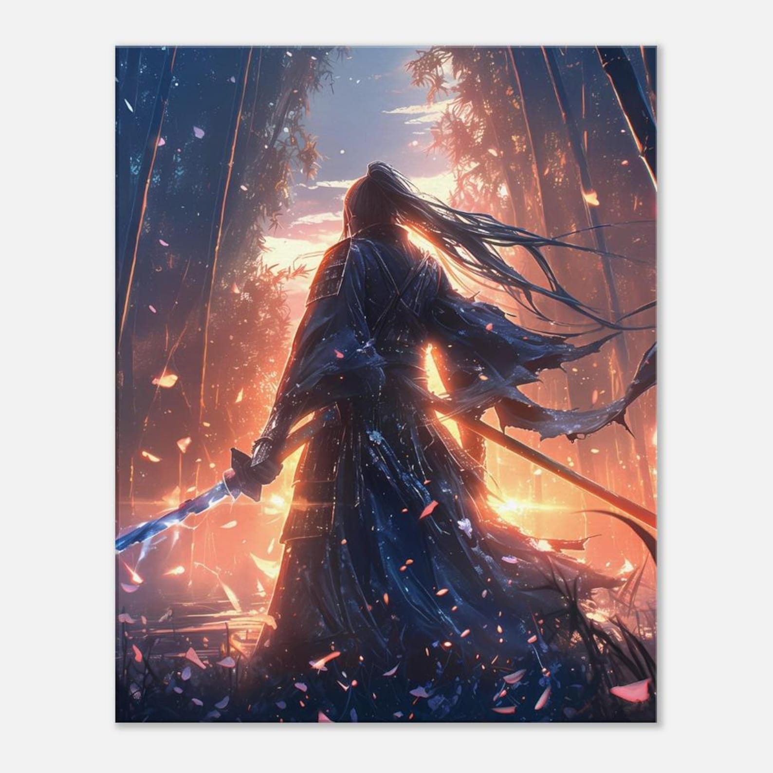 Samurai's Resolve: Dramatic Anime Warrior Canvas Print - Epic Lone ...