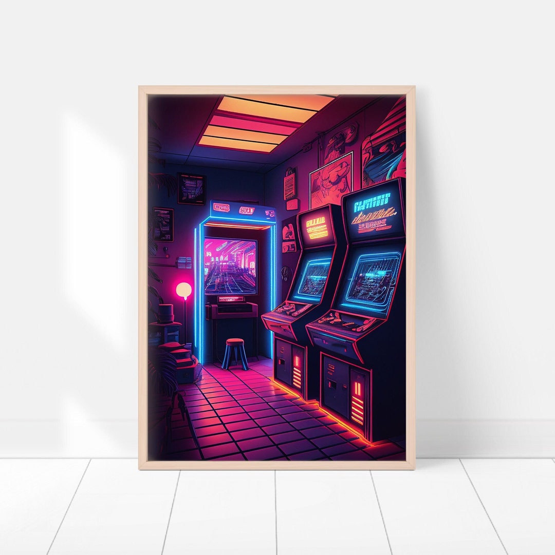 Retro Arcade Synthwave Wall Art, Retro 80s Print, Downloadable Digital ...