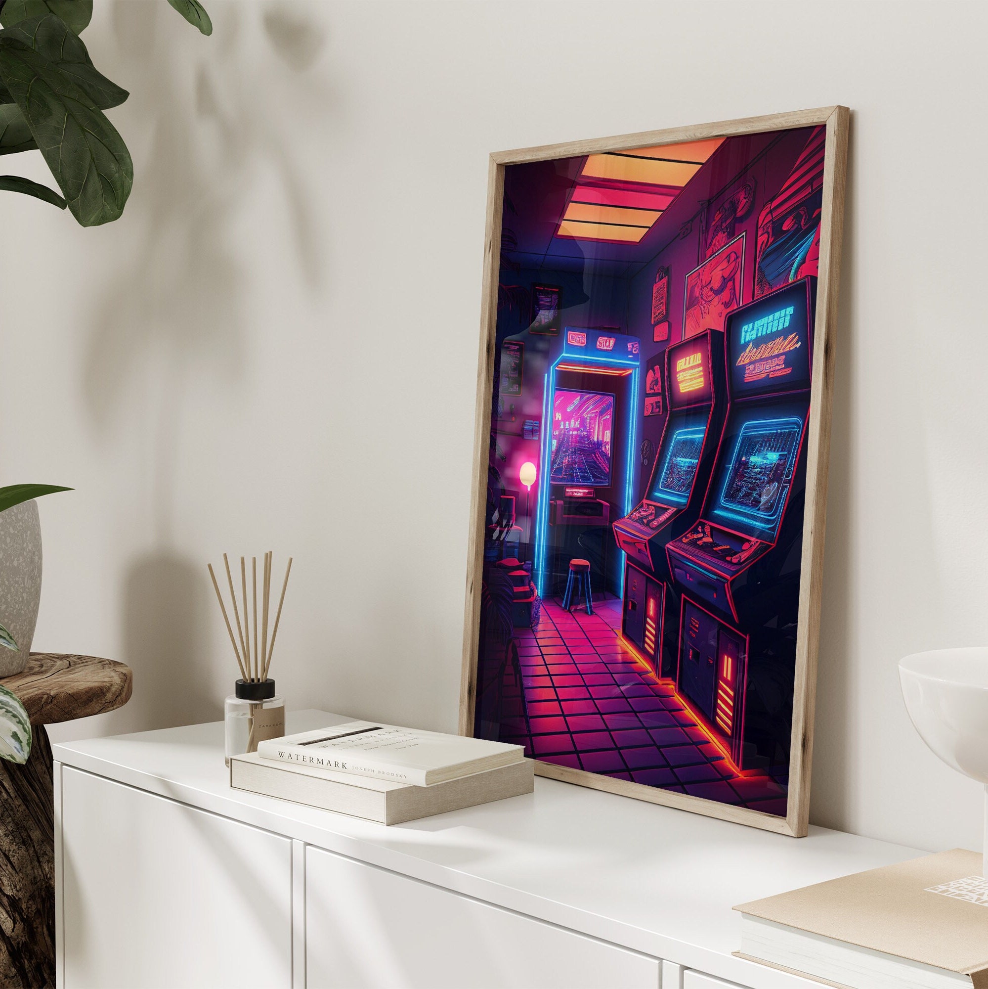 Retro Arcade Synthwave Wall Art, Retro 80s Print, Downloadable Digital ...