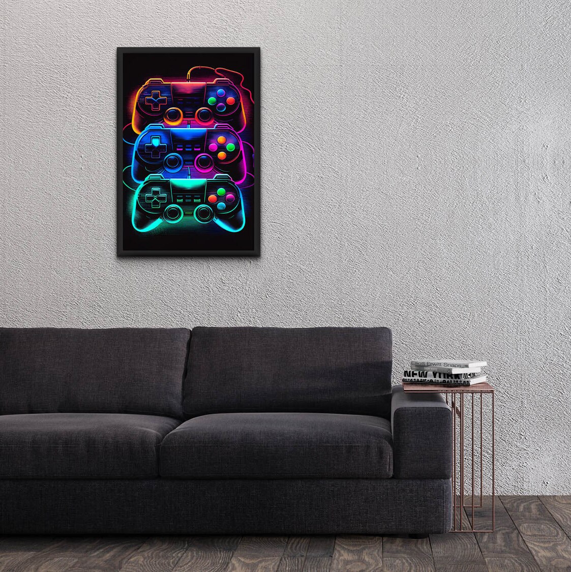 8-bit Classic Game Controllers Wall Art Neon Synthwave 80s - Etsy