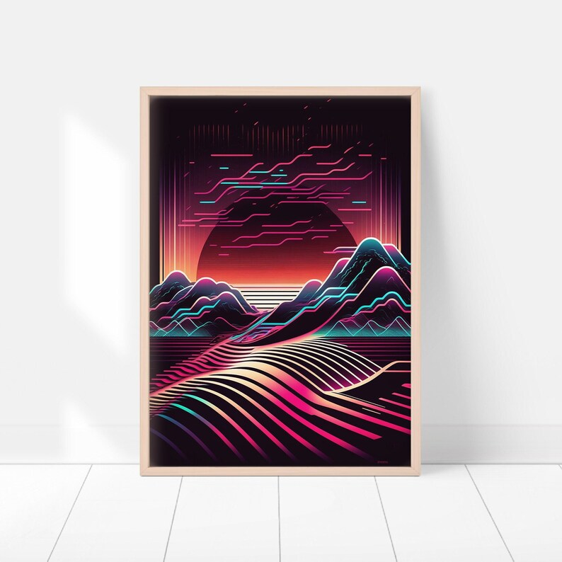 Tron Digital World Wall Art, Retro 80s Synthwave Printable, Digital ...