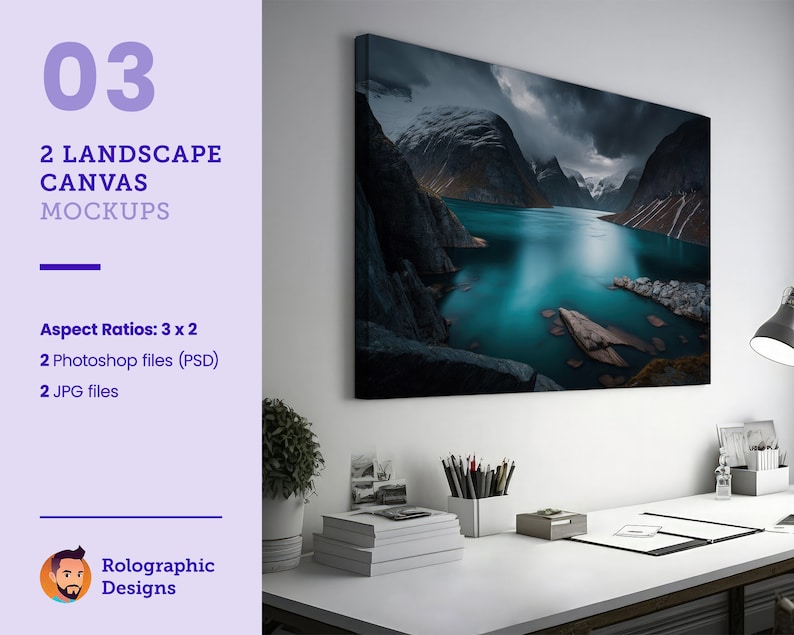 2 Professional Landscape Canvas 2x3 Mockups 03 - Realistic Templates ...