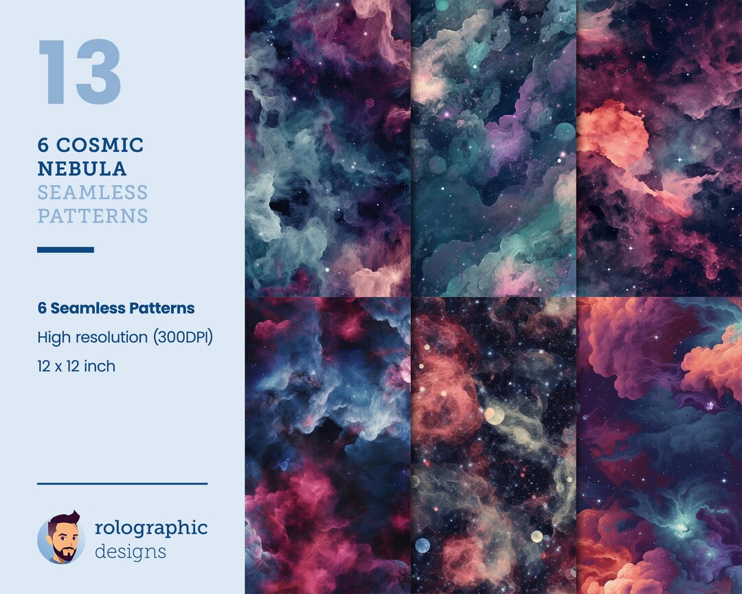 6 Cosmic Nebula Seamless Patterns #13 - Digital Paper - Space, Galaxy ...