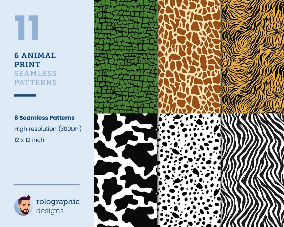 6 Animal Print Seamless Patterns #11 - Digital Paper - Wallpaper ...
