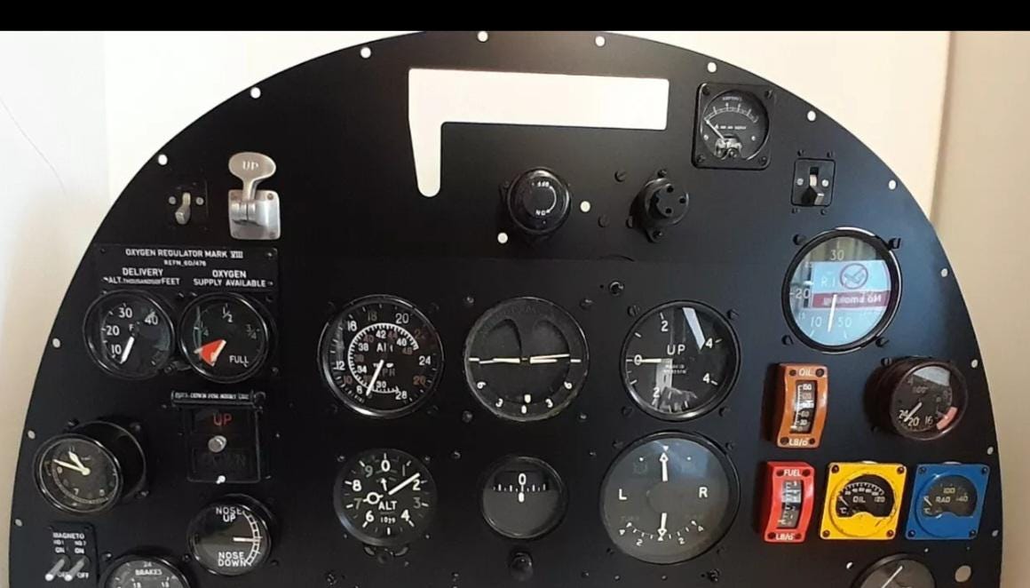RAF WW2 Mk 2 Spitfire Cockpit Instrument Panel . (reproduction With ...