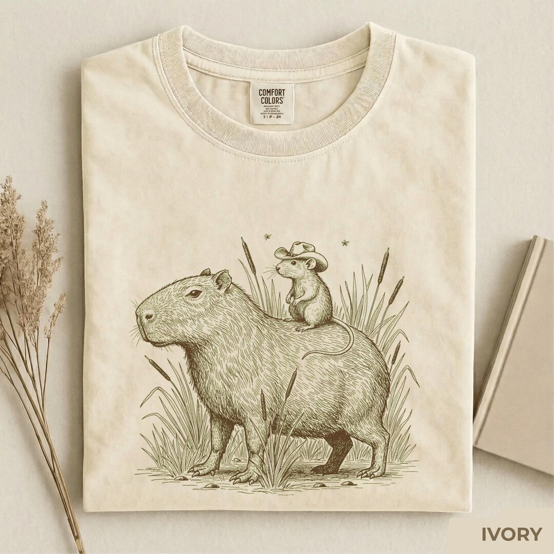 Comfort Colors Capybara T-shirt, Vintage Western Rodent Graphic - Etsy