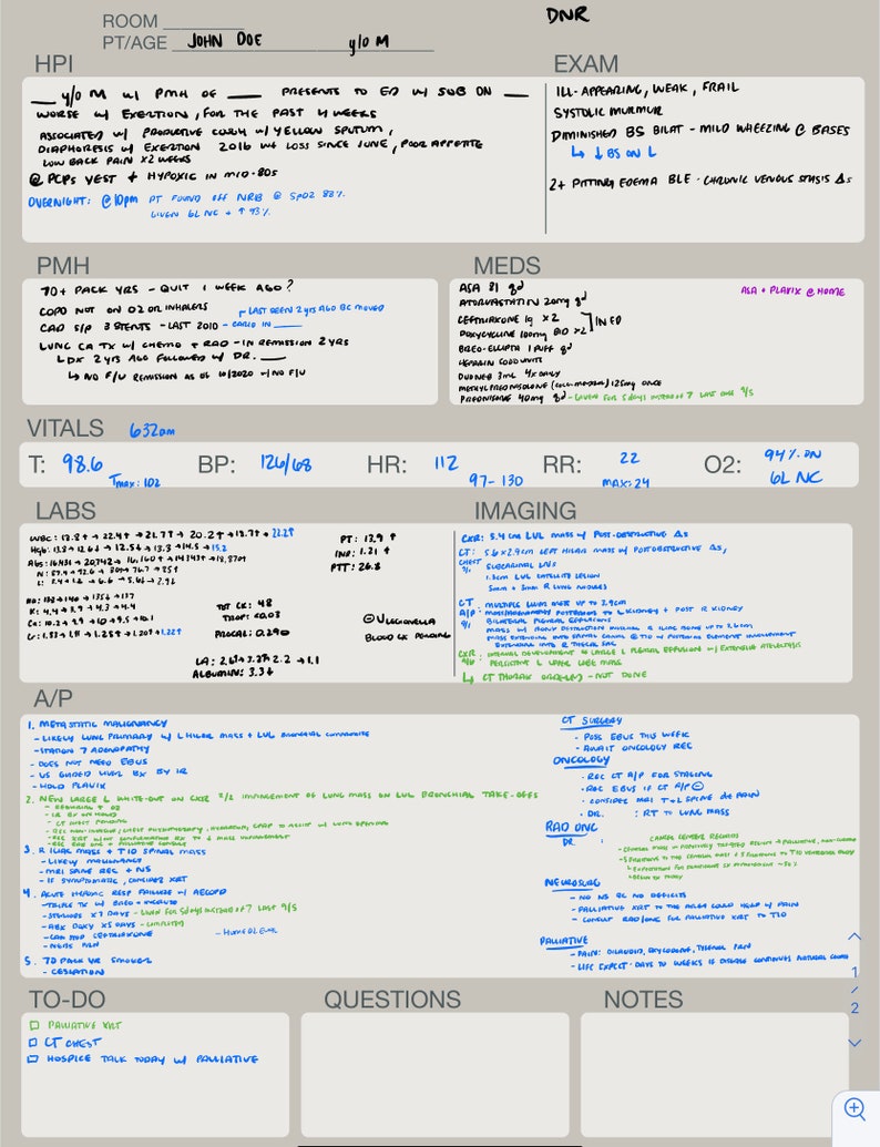 Medical Student/resident H&P/SOAP Note Template for Inpatient Medicine ...