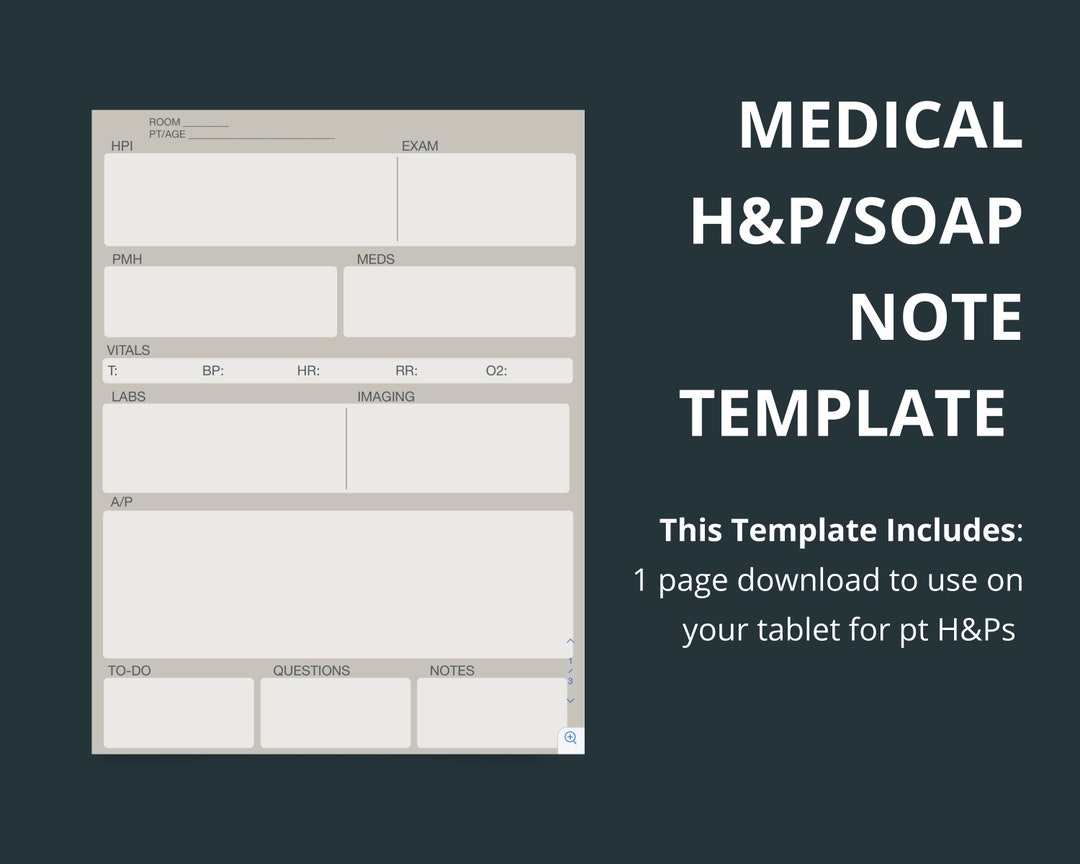 Medical Student/resident H&P/SOAP Note Template for Inpatient Medicine ...
