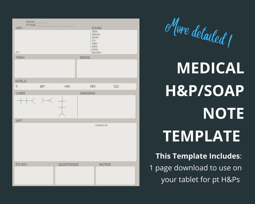 Medical Student/resident H&P/SOAP Note Template *more Details* for ...