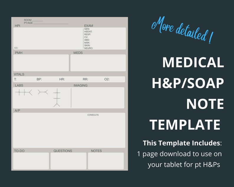 Medical Student/resident H&P/SOAP Note Template *more Details* for ...