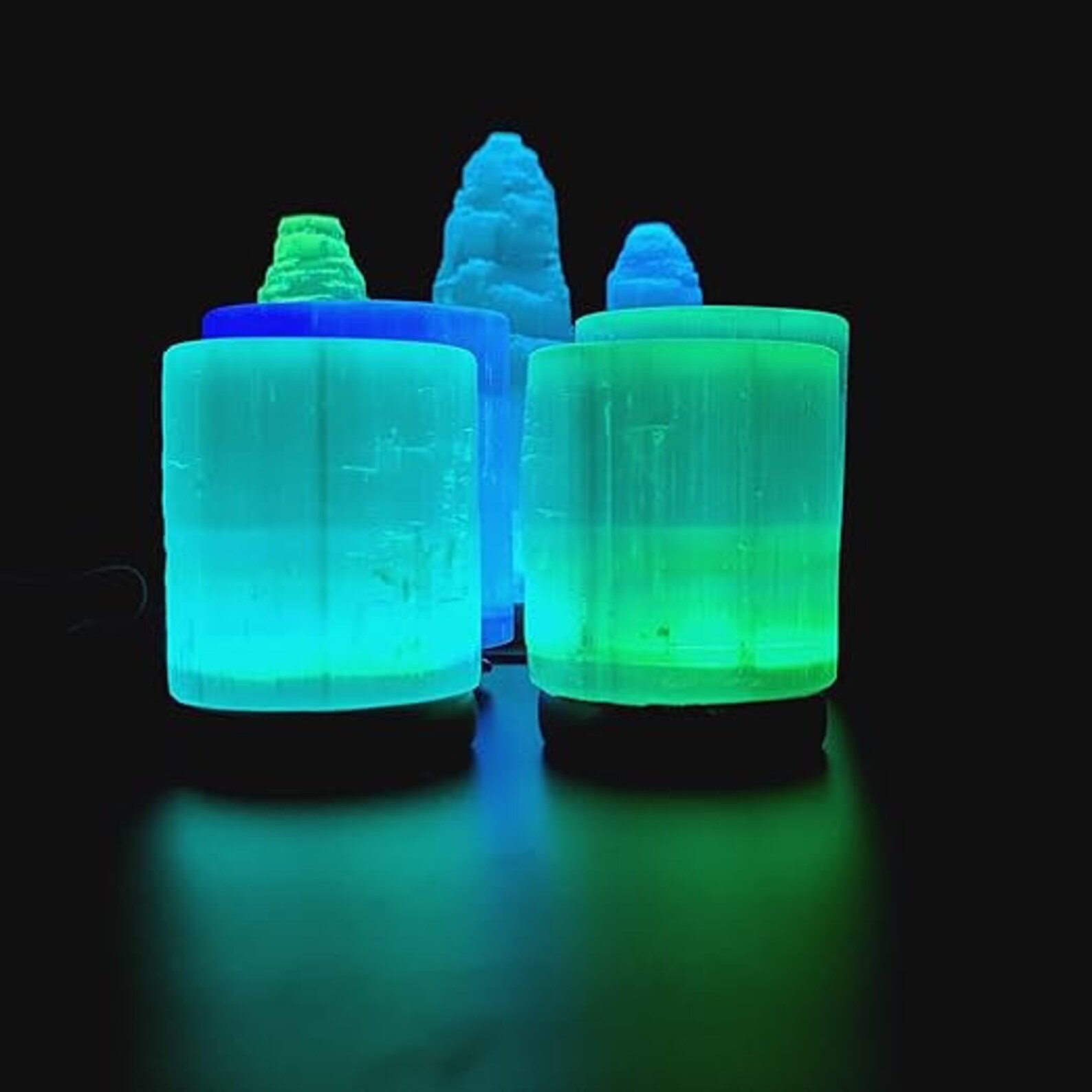 Selenite Cylinder Lamp USB LED Colour Changing Table Lamp 8cm, 10cm ...