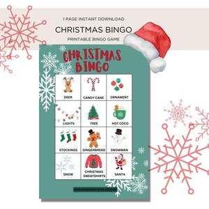 Printable Christmas Bingo, Bingo Game, Christmas Bingo, Printable Game ...