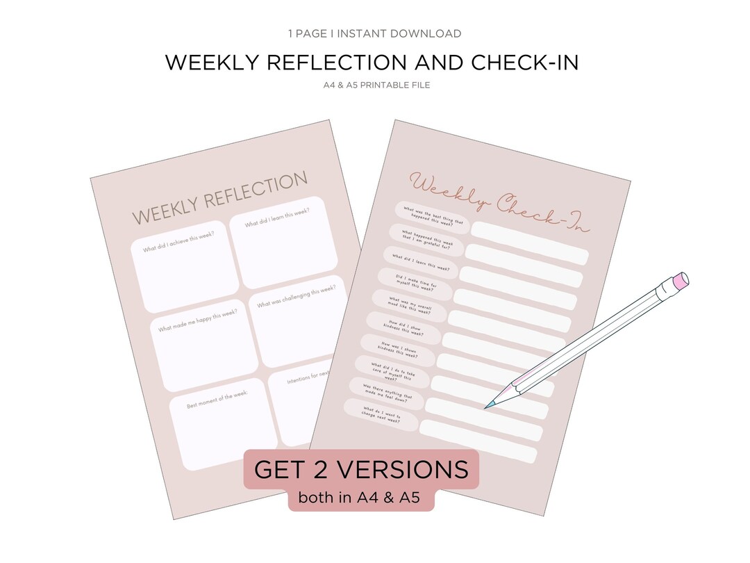 Reflection Weekly Planner Printable Check-in Weekly - Etsy