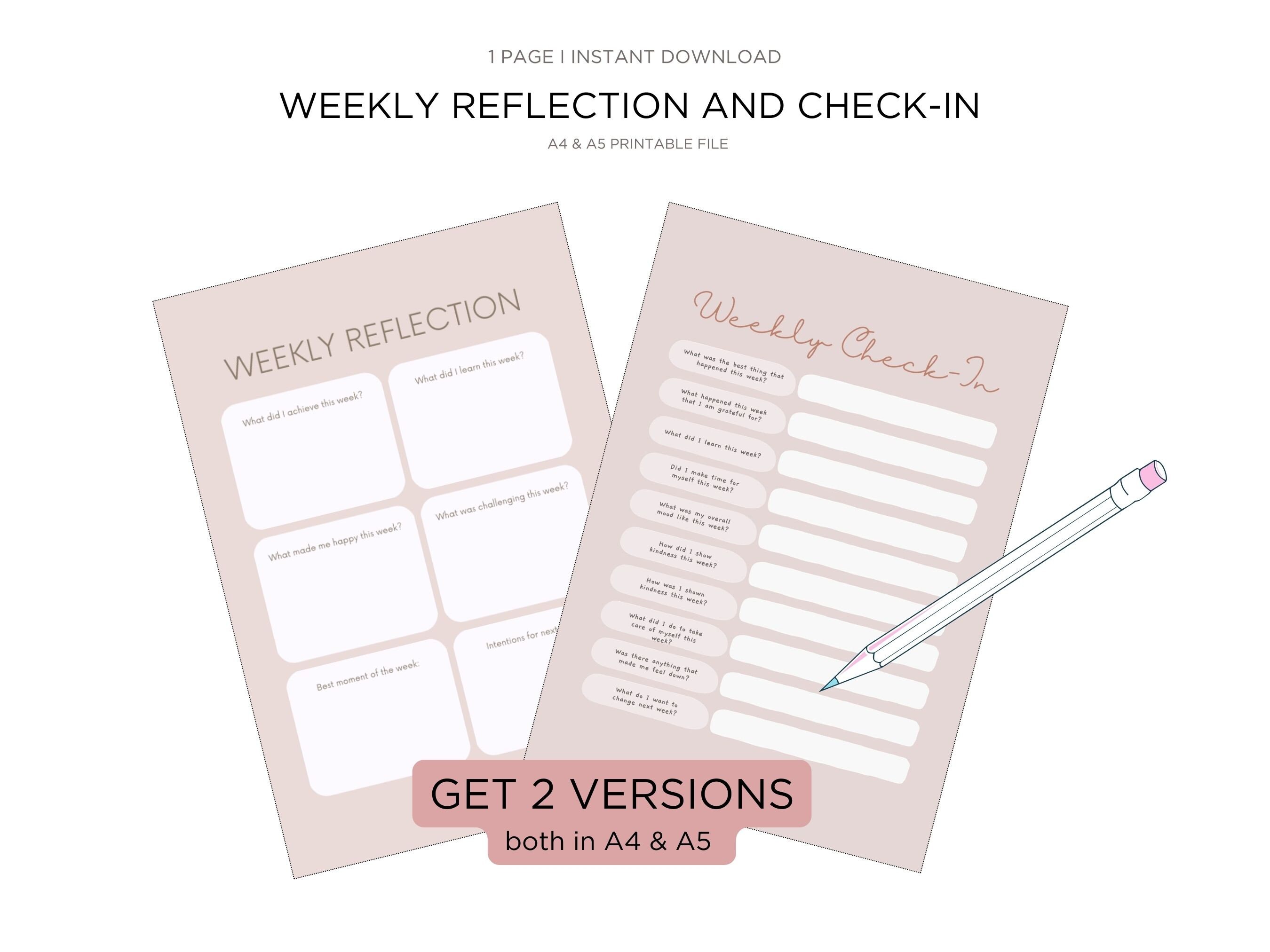 Reflection Weekly Planner Printable Check-in Weekly - Etsy