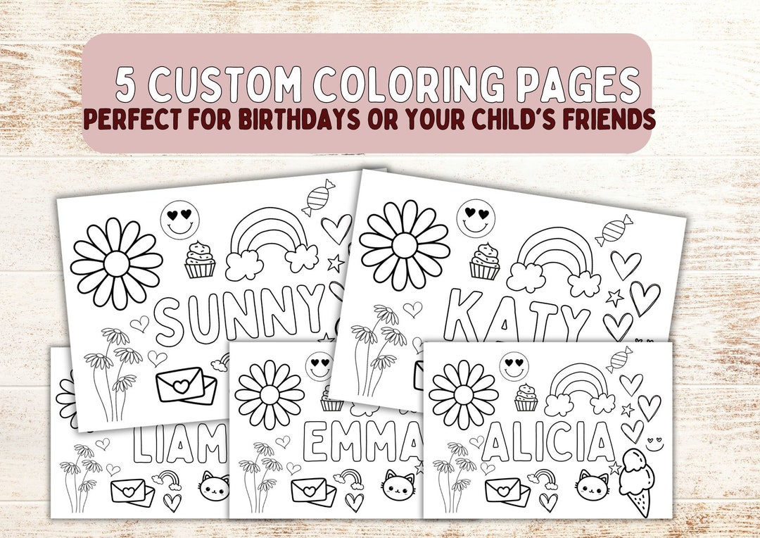 5 Custom Coloring Pages for Friends Rainbow Theme Name Coloring Page - Etsy