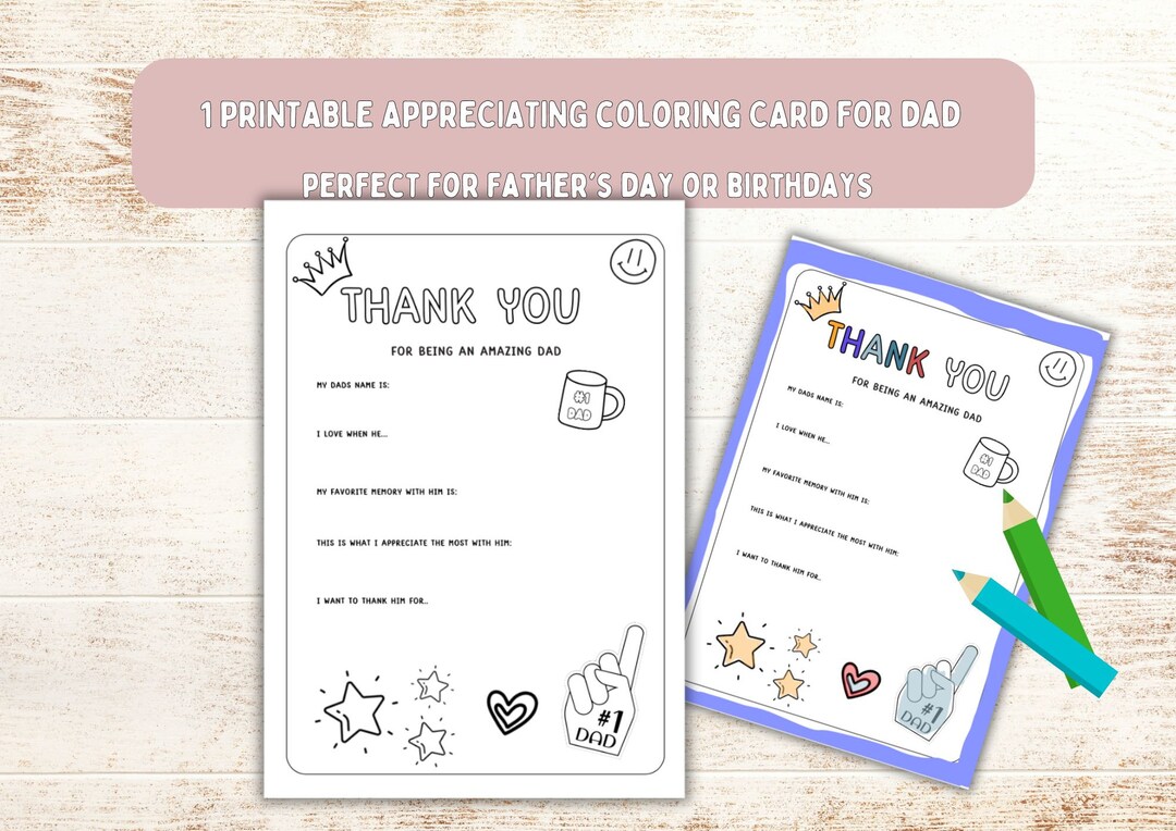 1 Fathers Day Appreciating Coloring Card, Dad Gift, Dad Letter, Dad ...