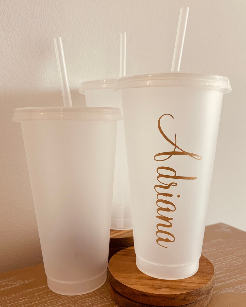 Personalized Custom Name Cups With Lid and Straw - Iced Coffee Cups ...