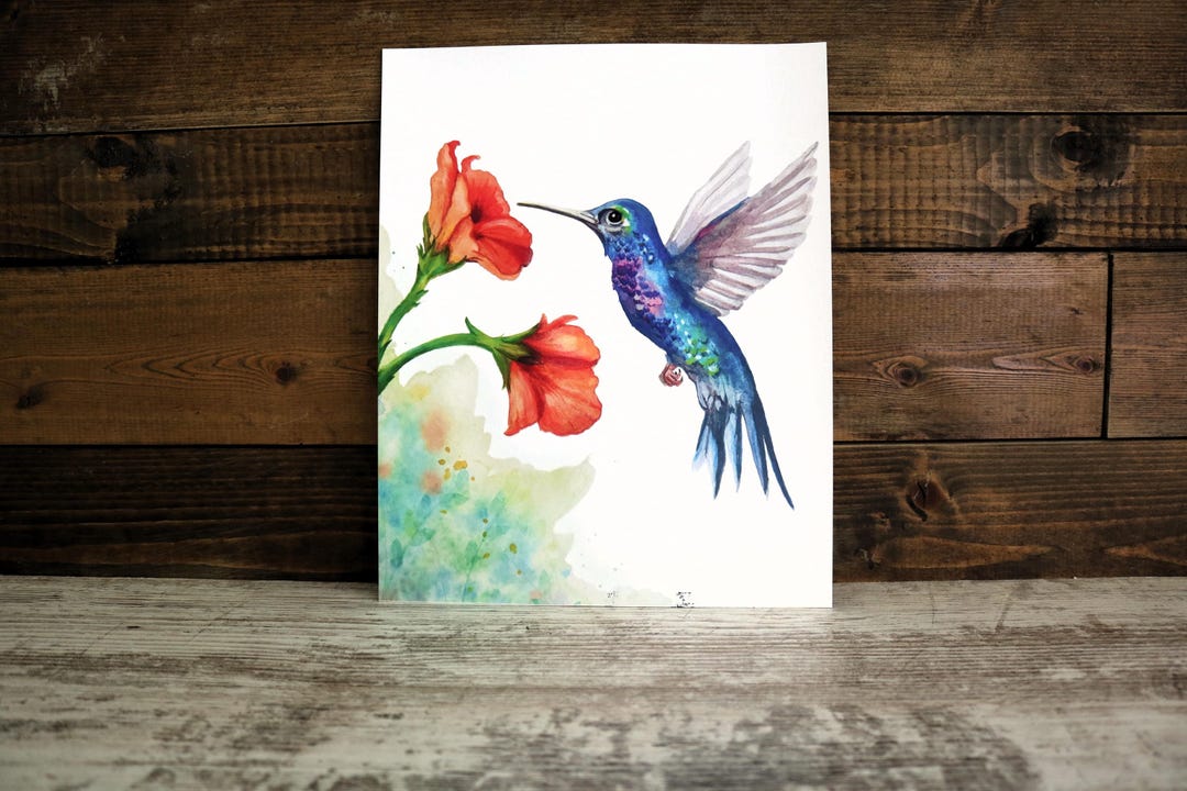 Watercolor Hummingbird Art Print - Etsy