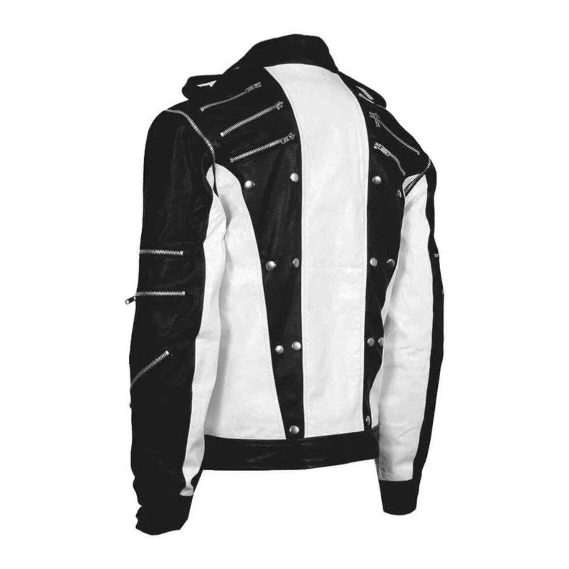 Michael Jackson Black and White Leather Jacket Handmade - Etsy