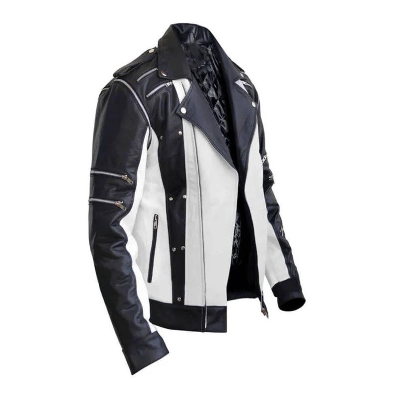 Michael Jackson Black and White Leather Jacket Handmade - Etsy
