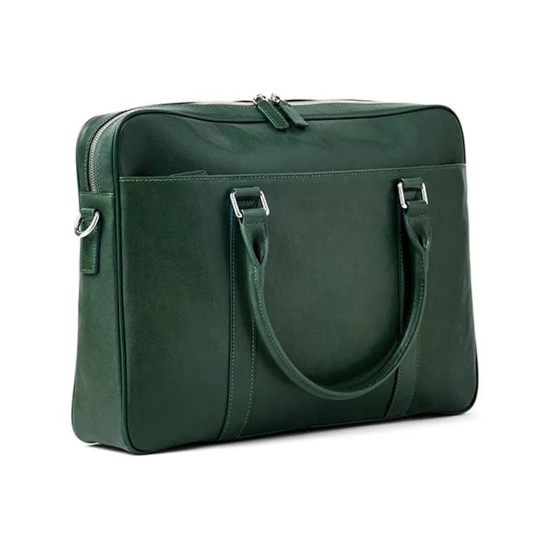 Handmade Leather Laptop Bag Green Leather Laptop Bag for 16 Inches ...