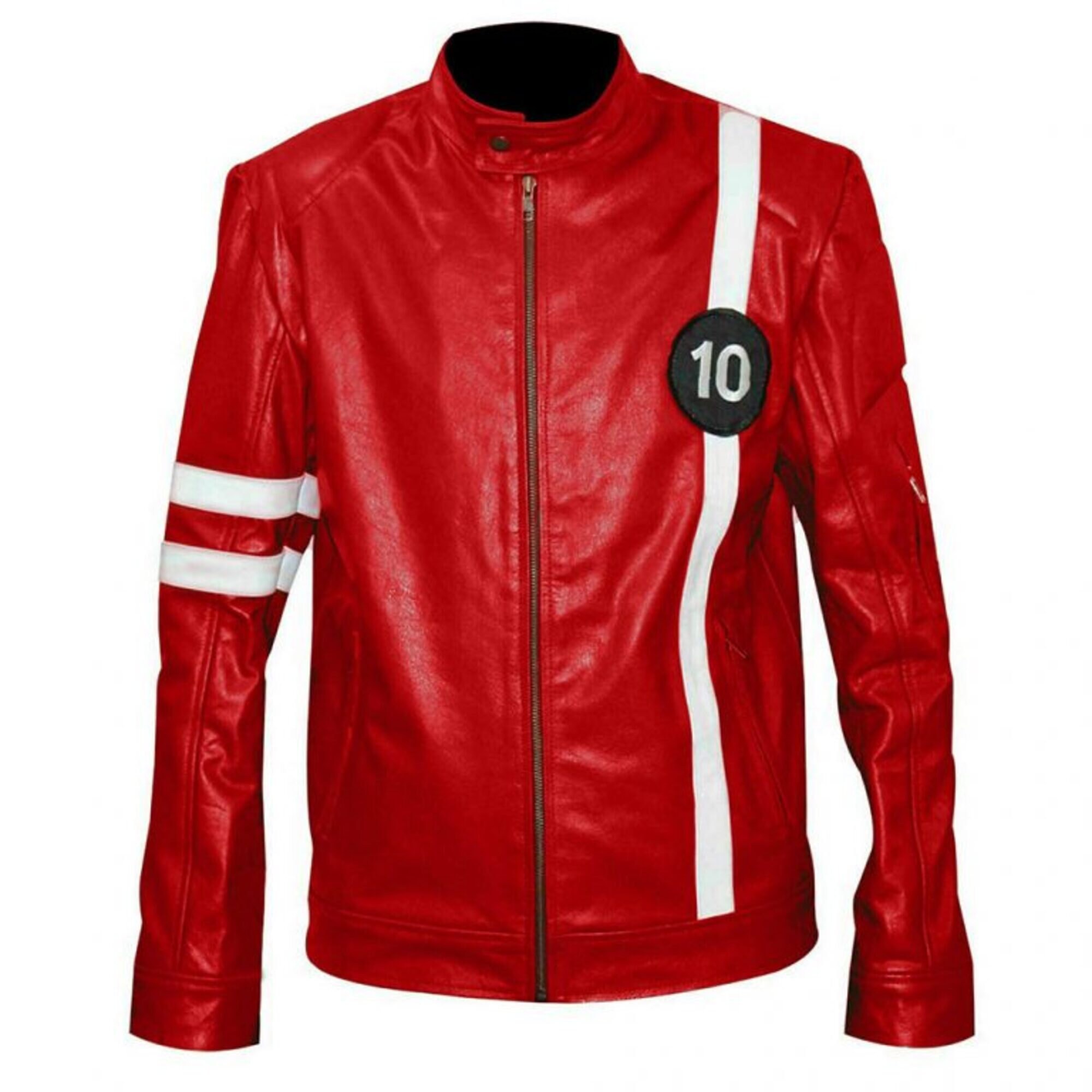 Handmade Ben Ten Red Leather Jacket, Ben 10 Tennyson Alien Swarm ...