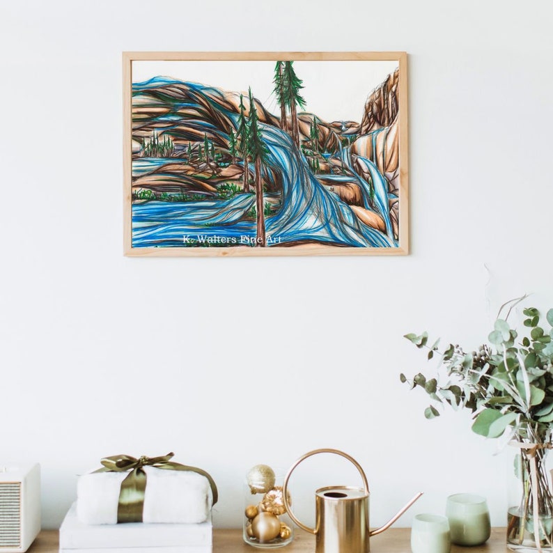 Print of Rocky Mountain National Park Waterfall Marker Drawing - Etsy