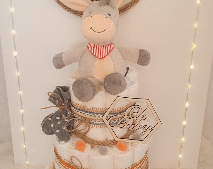 Diaper Cake / 3-tiered / Donkey / Baby Shower / Baby - Etsy