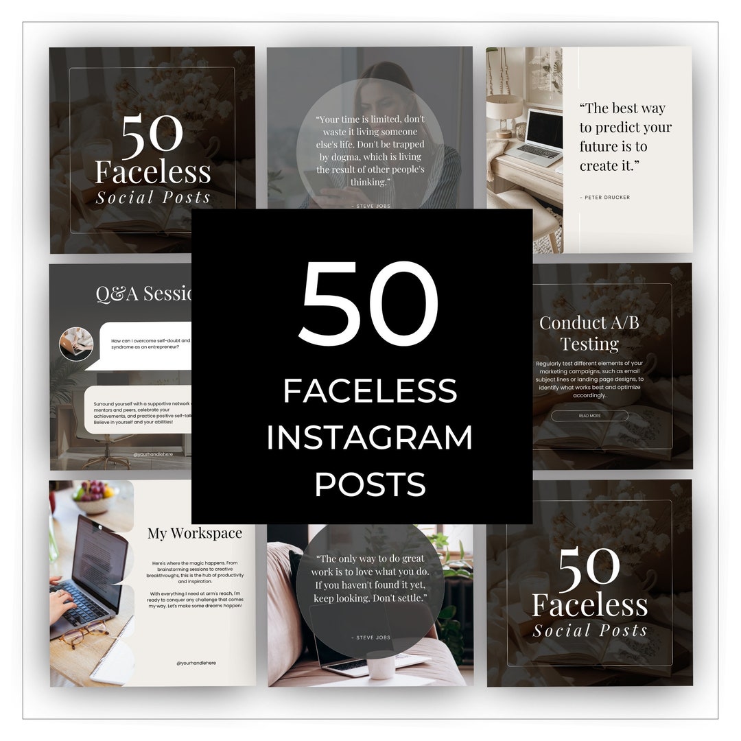 50 Faceless Marketing Instagram Posts | Professional, Fully ...