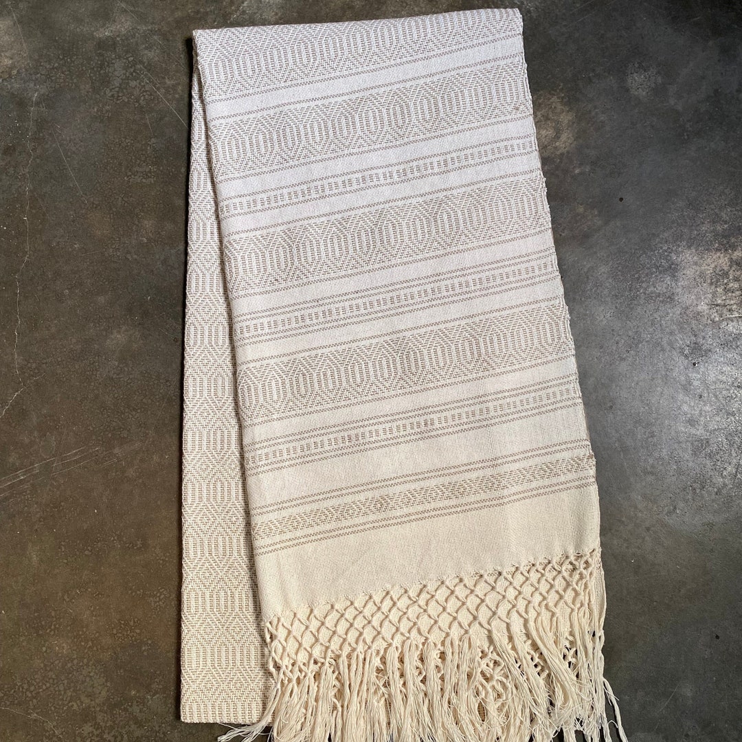 Mexican Rebozo Palmita 100% Cotton Handmade in Oaxaca WHITE Base and ...