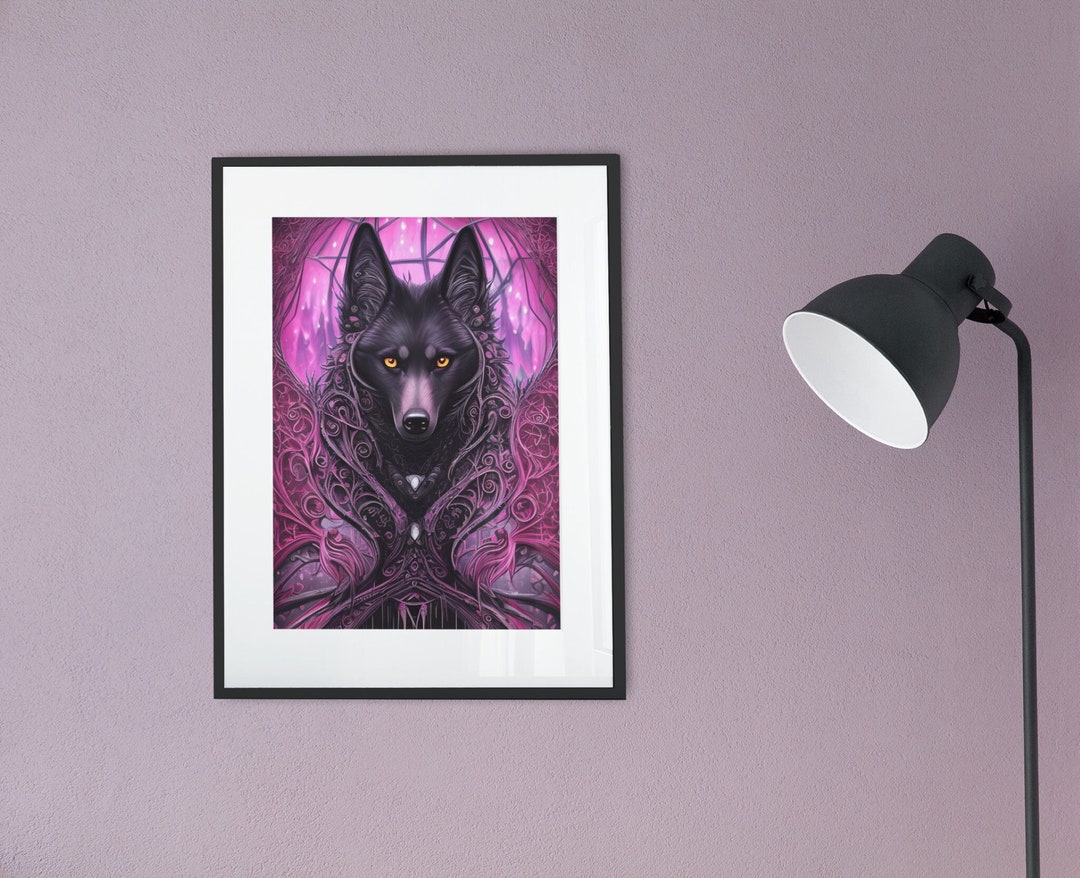 Wolf Poster, Poster Mystical Black Wolf, Museum Grade Poster, Premium ...