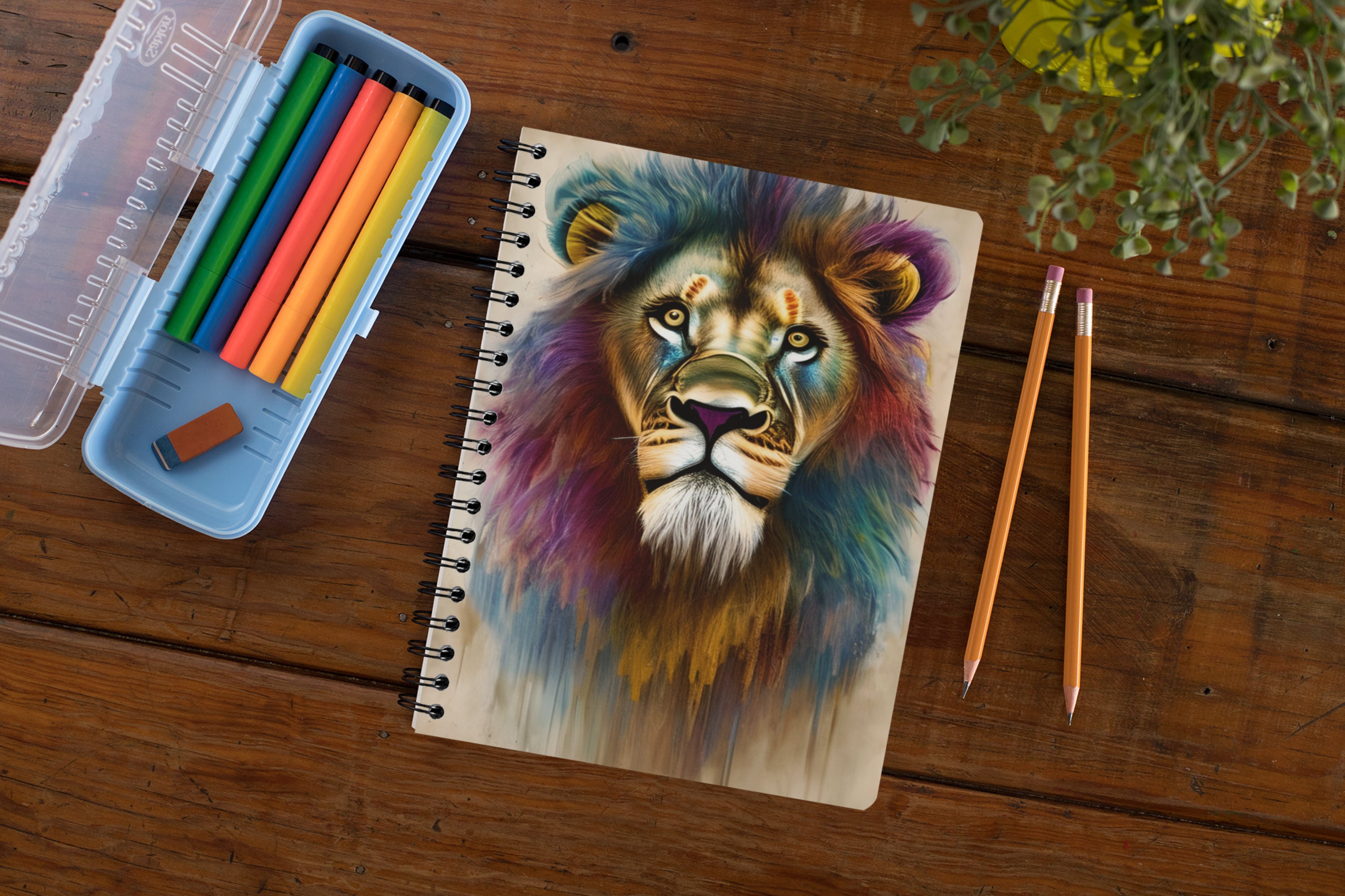 Spiral Notebook, Lion Spiral Notebook, Ruled Line Notebook, Fantasy ...