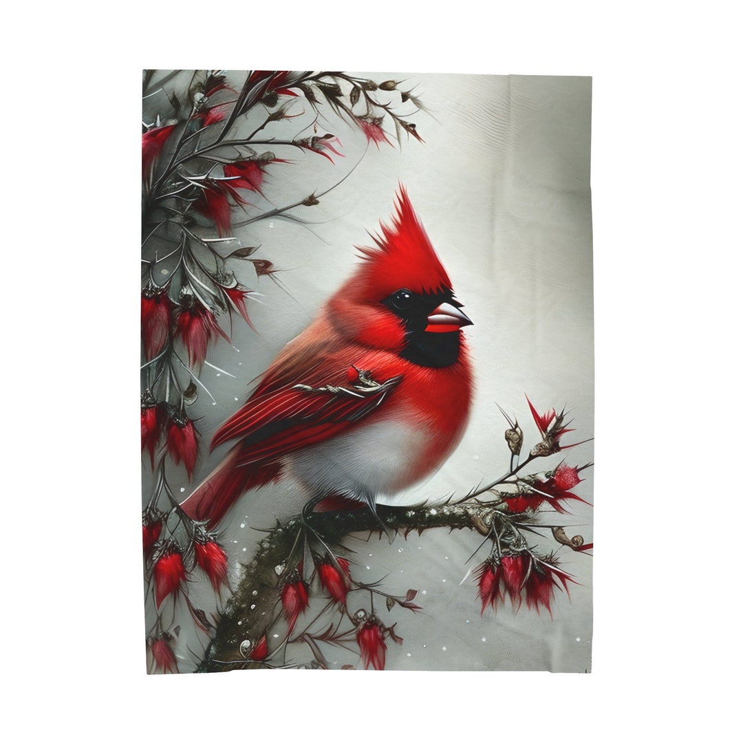 Plush Blanket Christmas Cardinal Blanket Home Decor Blanket Woodsy ...