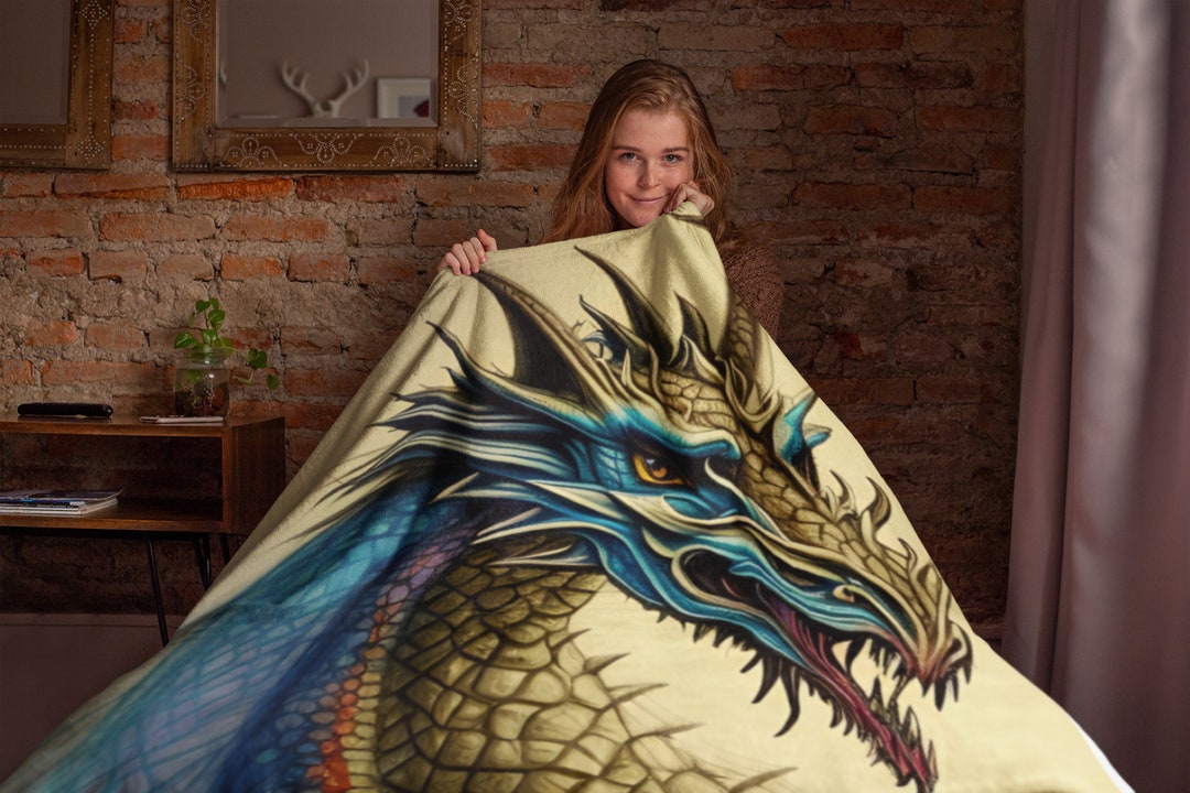 Dragon Plush Blanket Mystical Dragon Velveteen Blanket Home - Etsy