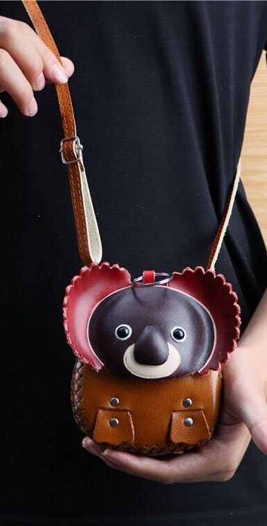 Koala Bear Leather Sling Bag Small Leather Koala Crossbody Bag Koala ...