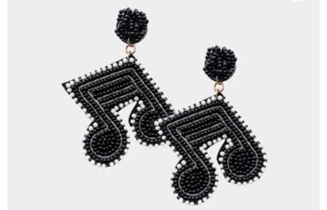 Music Notes Handmade Embroidery Beaded Earrings Music Notes Earrings ...