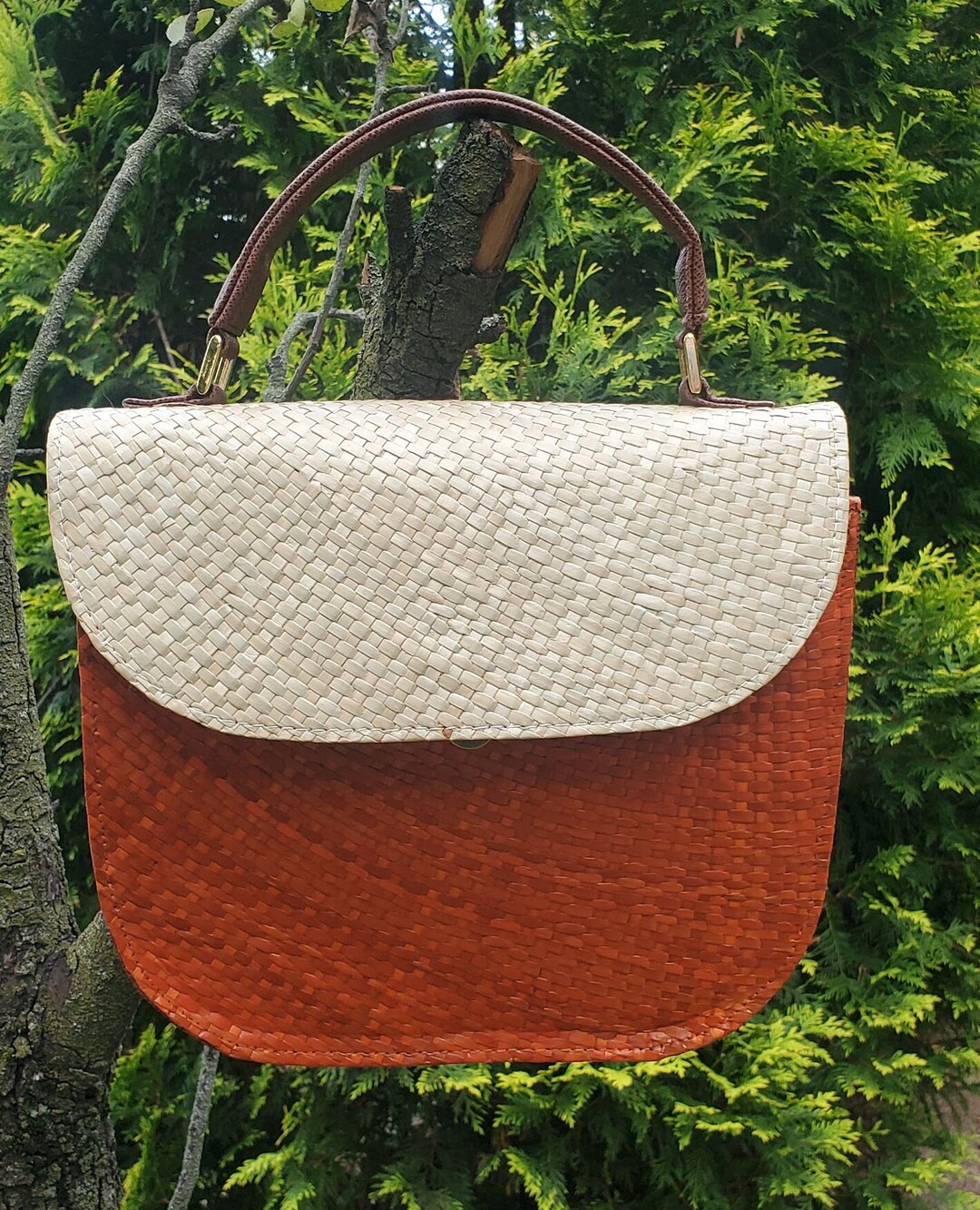 Two Tone Handbag Pandan Bag PHILLIPNES - Etsy