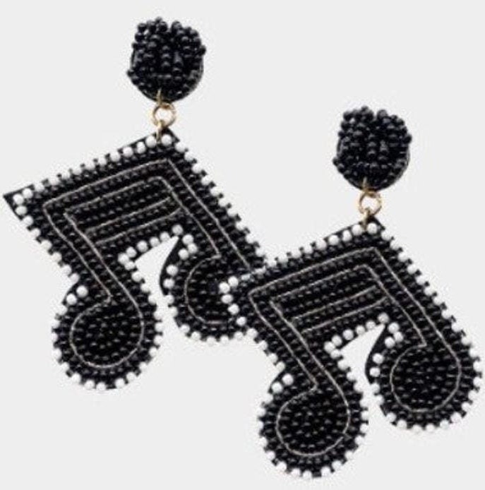 Music Notes Handmade Embroidery Beaded Earrings Music Notes Earrings ...
