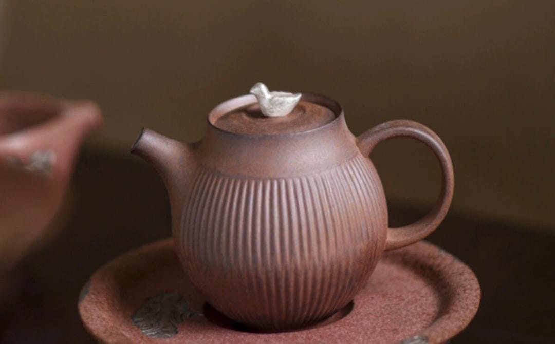 ONE Rare Rustic-styled Earthenware Chinese Teapot With a Real Silver ...
