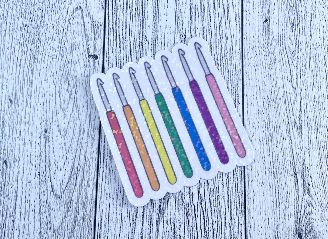 Holographic Rainbow Crochet Hook Waterproof Sticker - Etsy