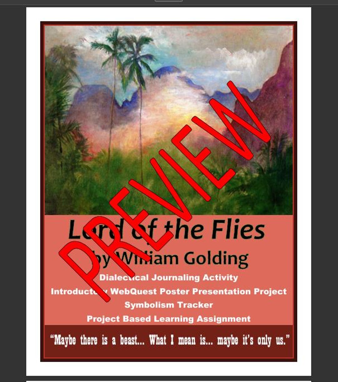 Lord of the Flies Unit: Dialectical Journal, Webquest Project (PDF) - Etsy