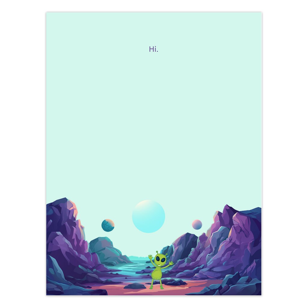 Hi From A Little Alien, Blank Inside Card - Etsy